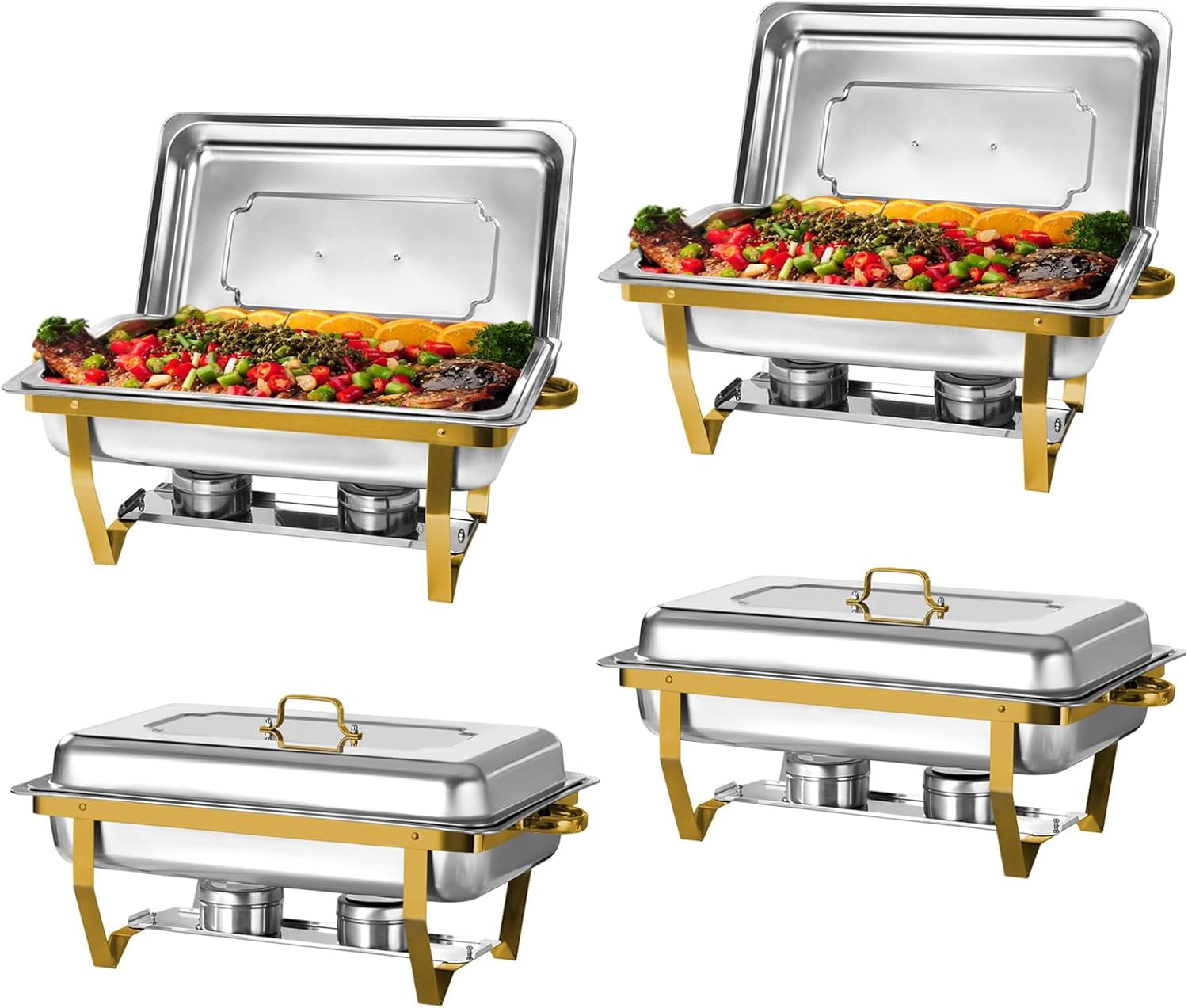 Gold Chafing Dish Buffet Set, Stainless Steel Rectangular Full Size 8 ...