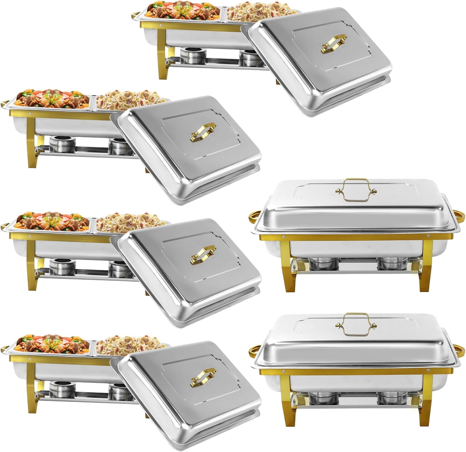 Gold Chafing Dish Buffet Set, Stainless Steel Rectangular Half Size 8 ...
