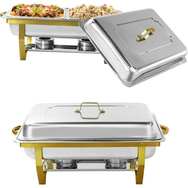 PRIJESSE 8 Pack Gold 9QT Chafing Dish with Half Size Food Pans ...