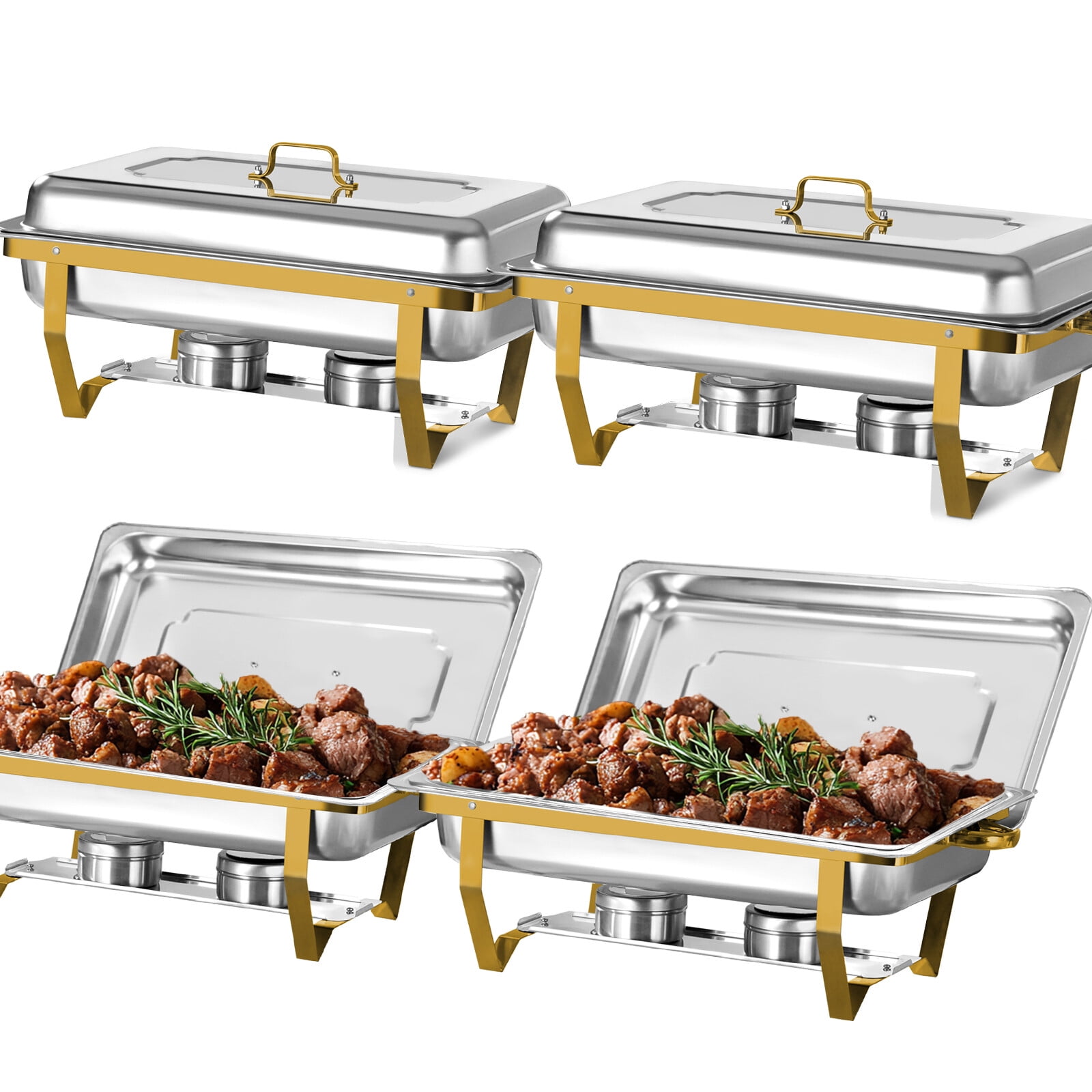 Gold Chafing Dishes for Buffet, 4Pack 8QT High Grade Chafing Dish ...