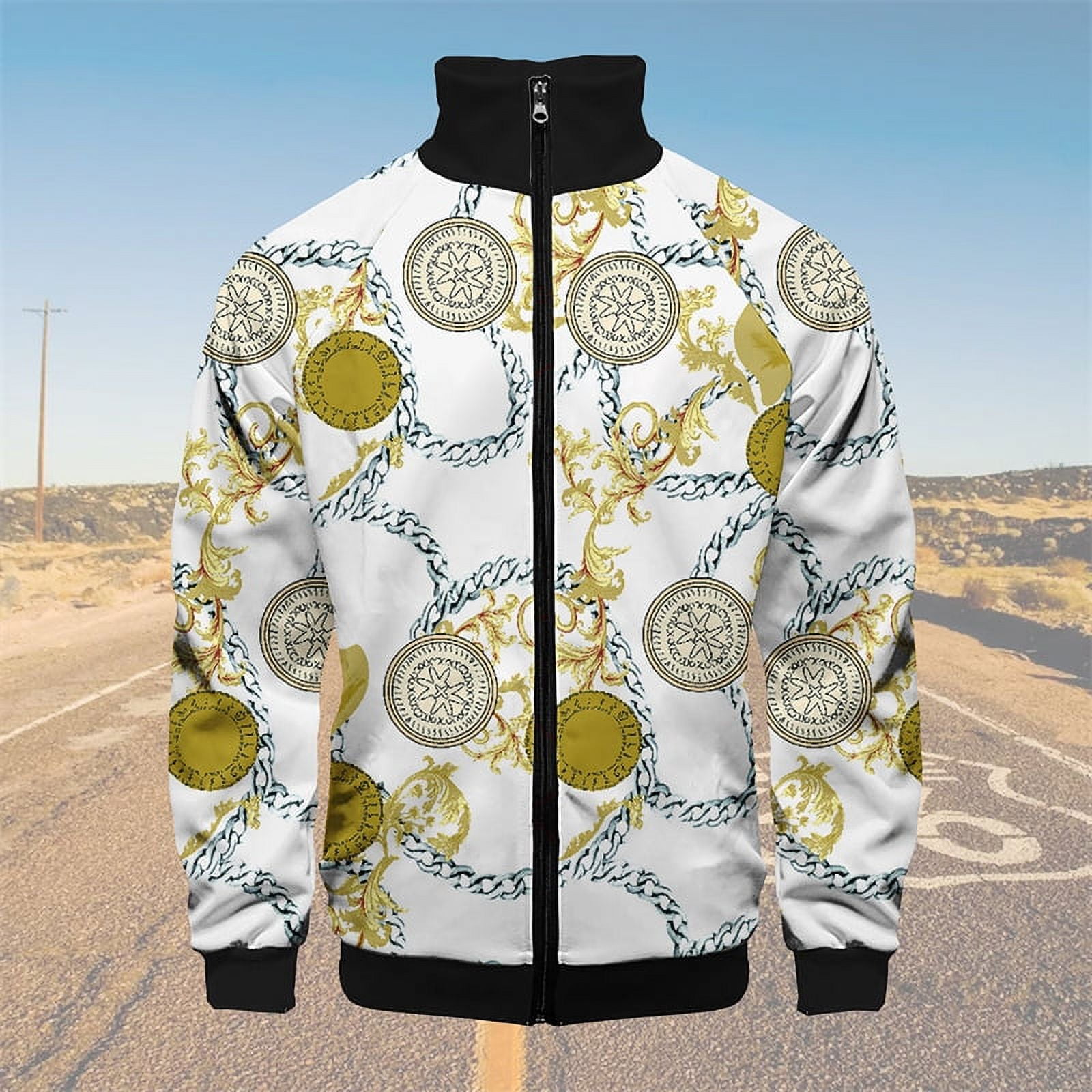 Gold Chain 3D Print Man Female Outwear Pullover Flight Pilot Thick ...