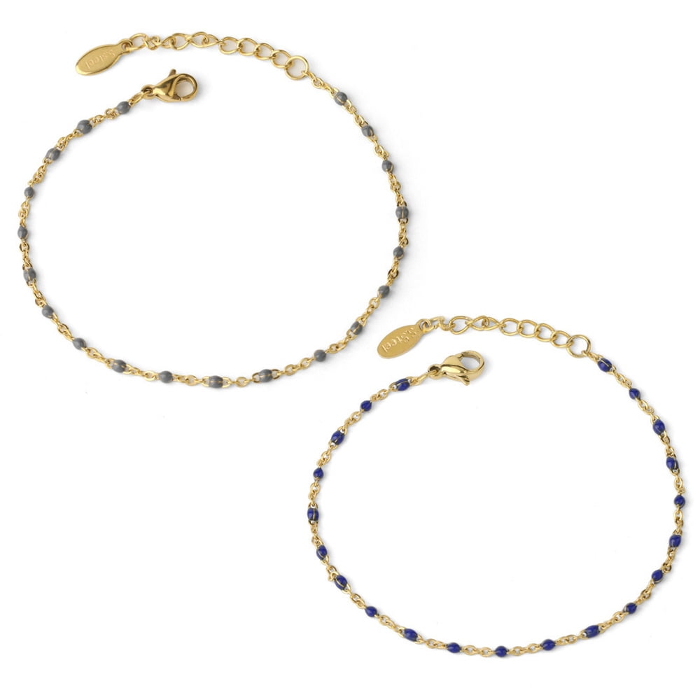 Gold Chain Bracelets Set for Women Real Gold Plated Dainty Thin Gold ...