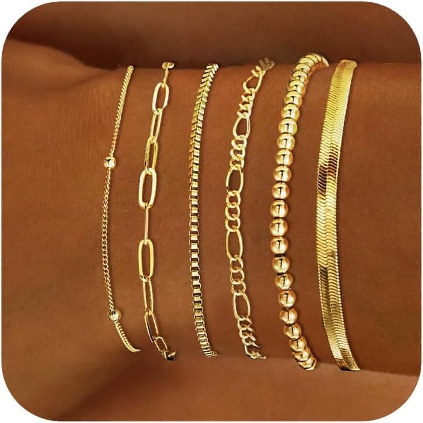 Gold Chain Bracelets for Women Trendy, Waterproof 14K Real Gold Plated ...