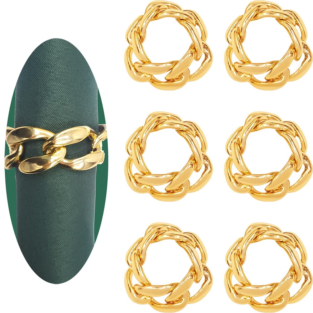 Gold Chain Link Napkin Ring,6 PCS Metal Napkin Rings, Napkin Holders ...