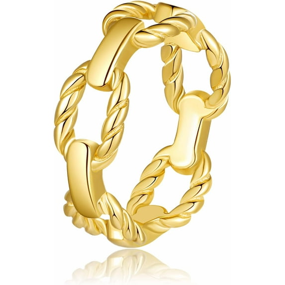 Gold Chain Link Rings for Women, Non-Tarnish Stainless Steel Rings with 18K Gold Plated ...
