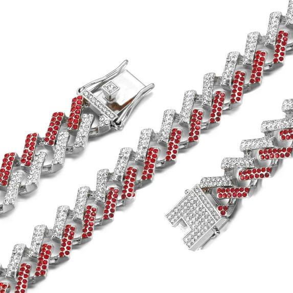 Gold Chain for Men Guys Cuban Link Chain Iced Out 15mm Wide Silver Tone ...