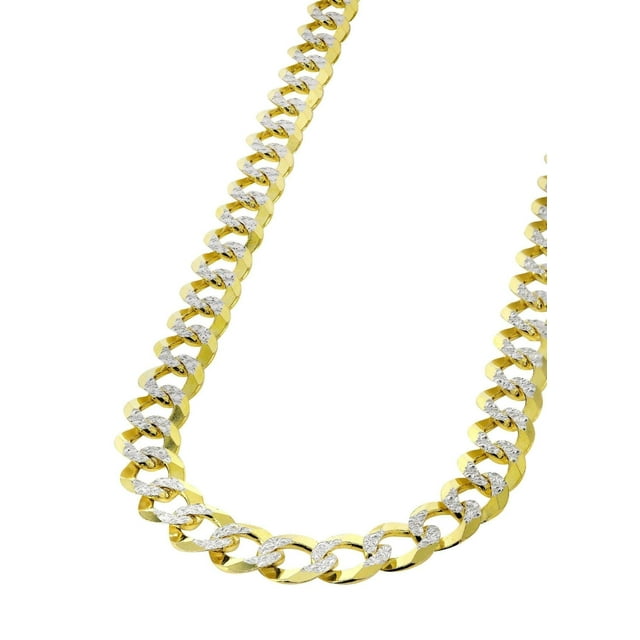 Gold Chain - Semi Solid Diamond Cut Womens Cuban Link Chain 10K/14K ...