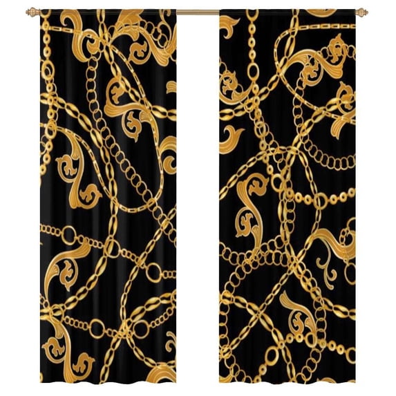 Gold Chain Sheer Window Curtains for Living Room Kitchen Bedroom Tulle ...