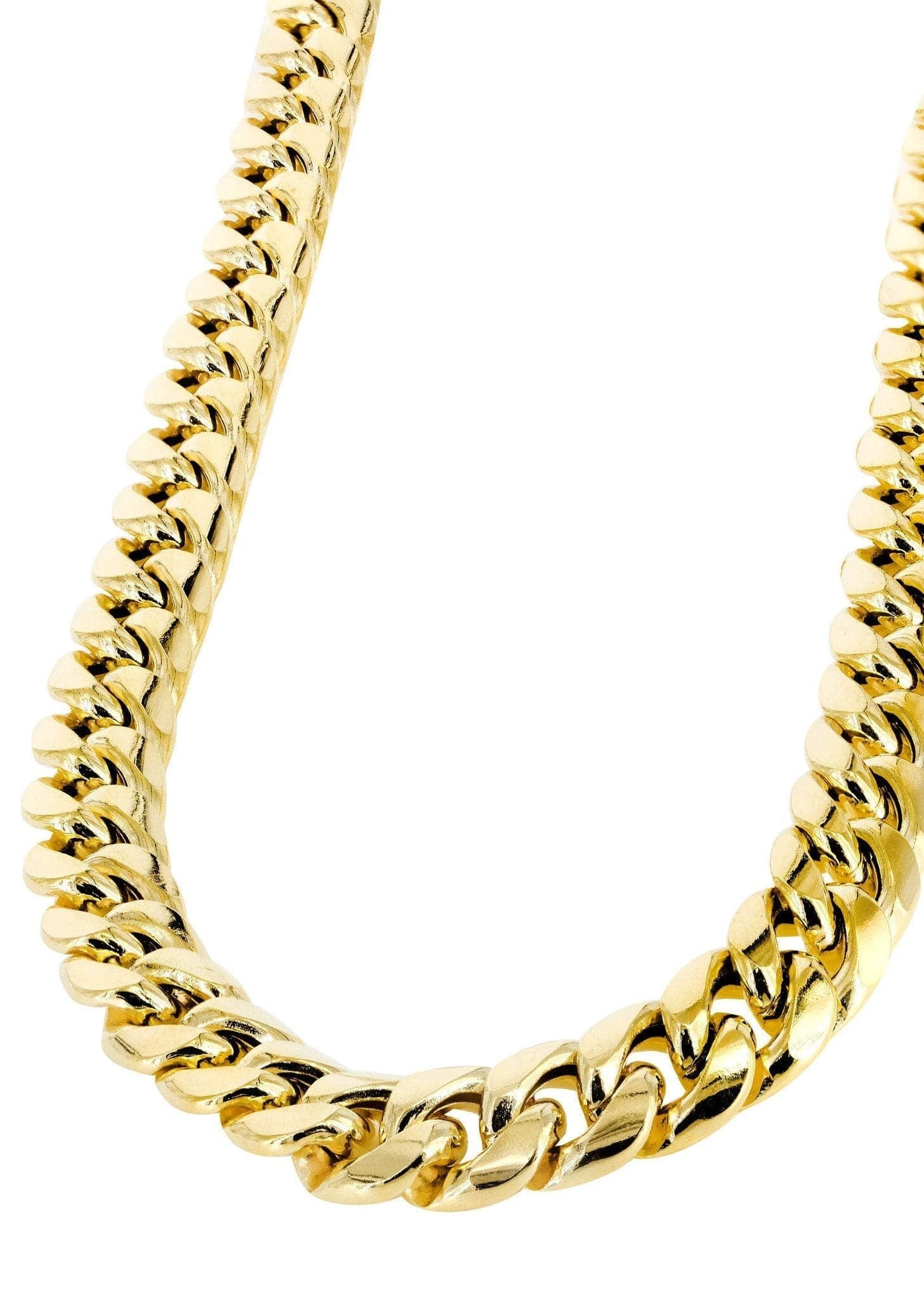 Gold Chain - Womens Semi Solid Miami Cuban Link Chain 10K/14K Gold ...