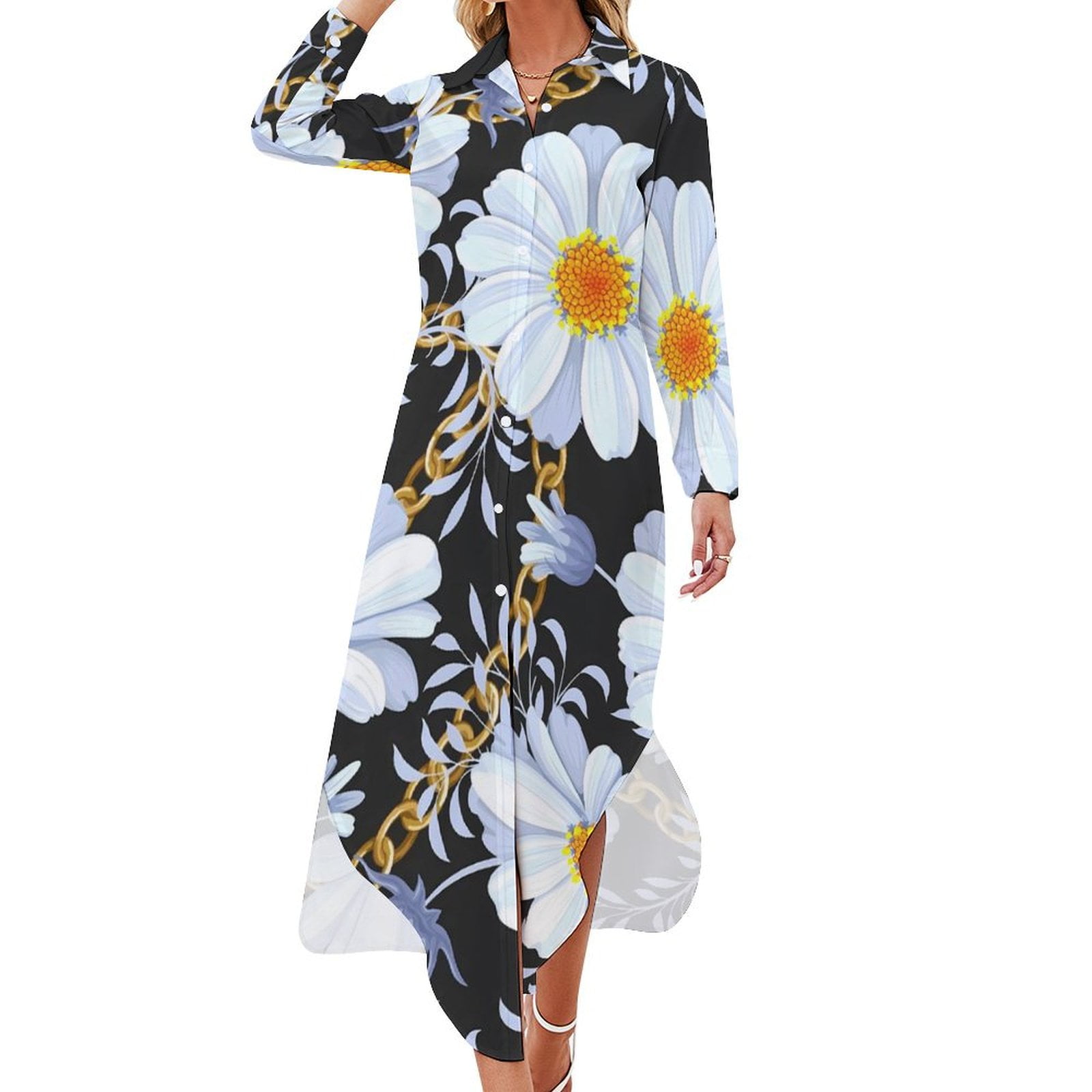 Gold Chains Chiffon Dress Sexy V Neck Zebra Striped Elegant Dresses ...