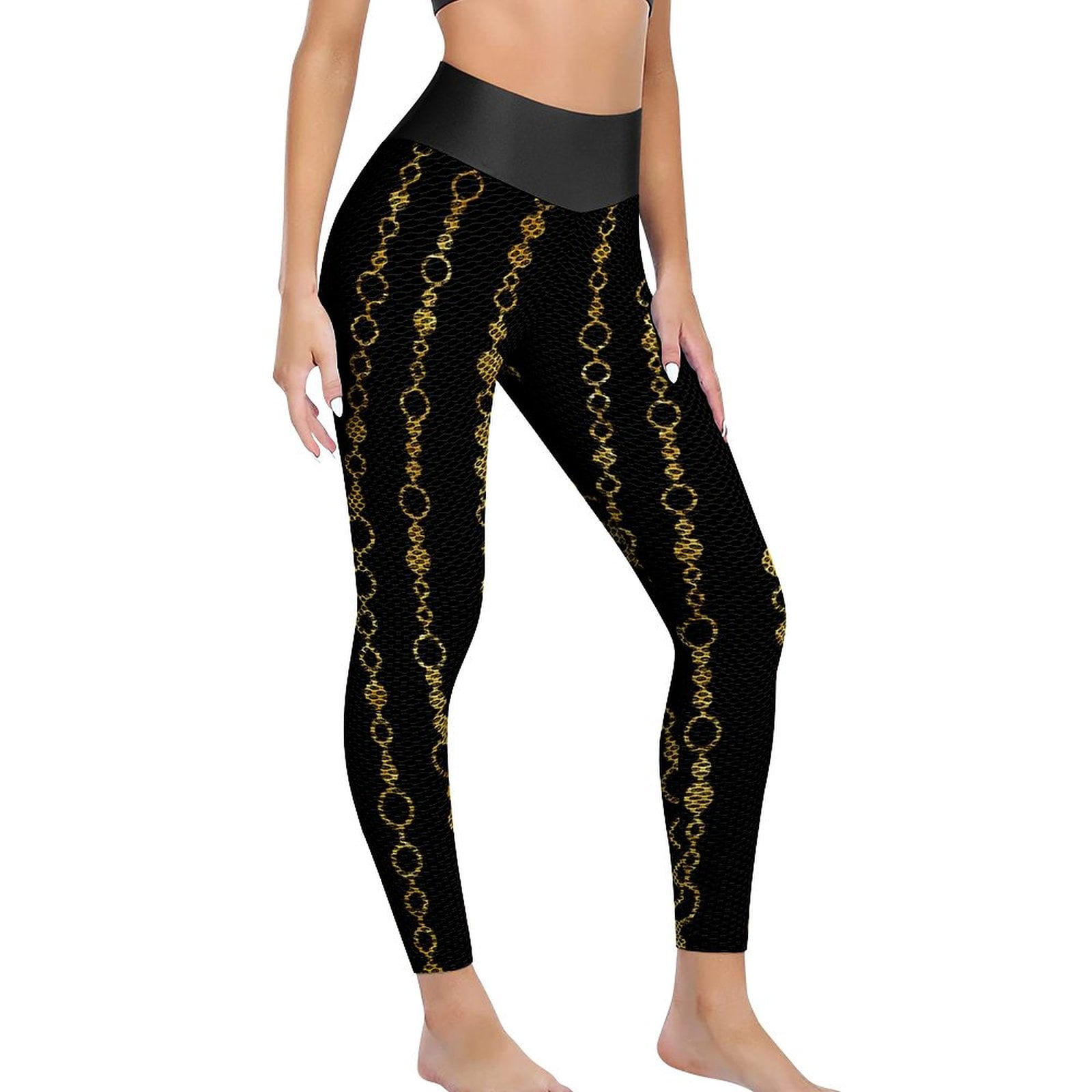 Gold Chains Leggings Sexy Circle Chain Print Push Up Yoga Pants Cute ...