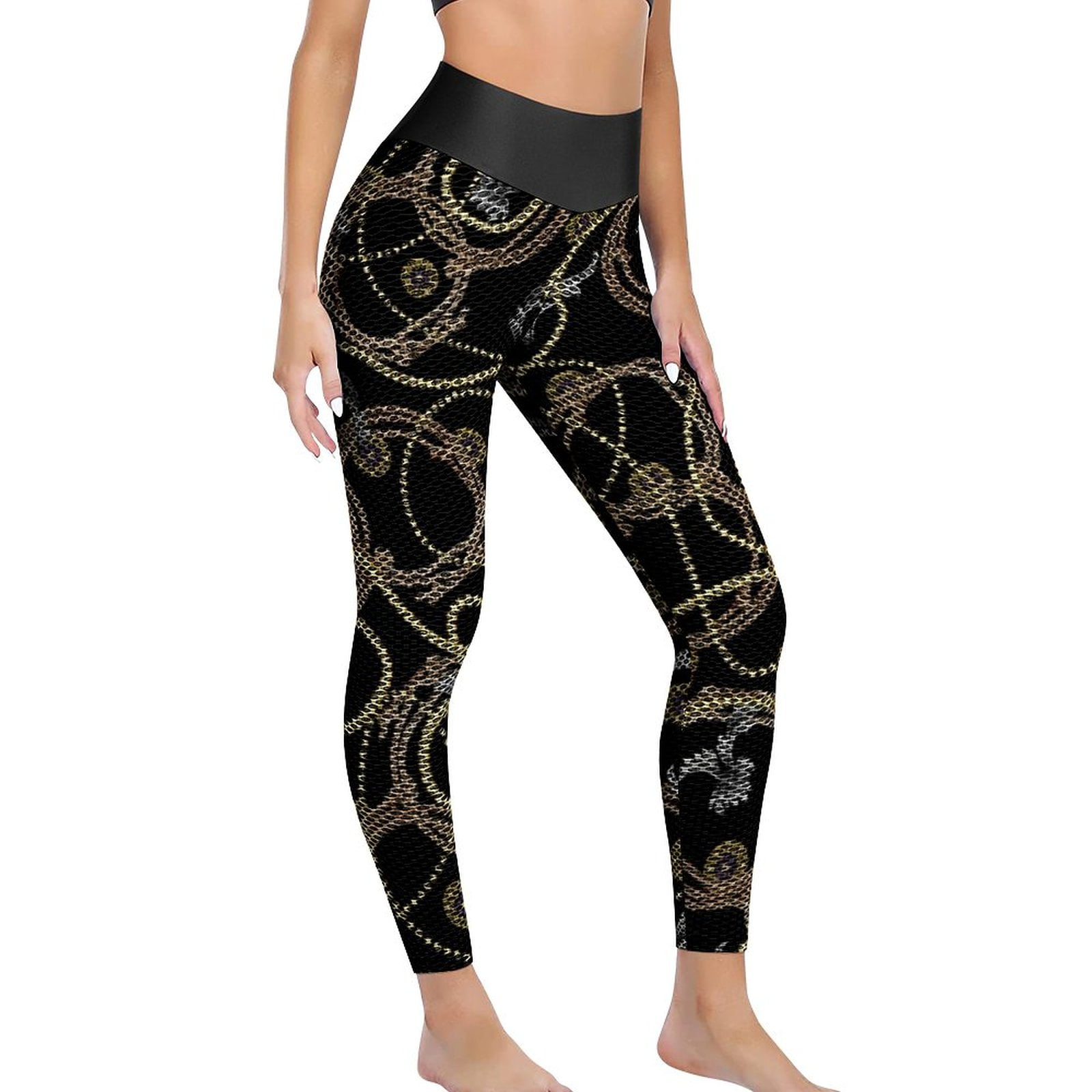 Gold Chains Leggings Sexy Circle Chain Print Push Up Yoga Pants Cute ...