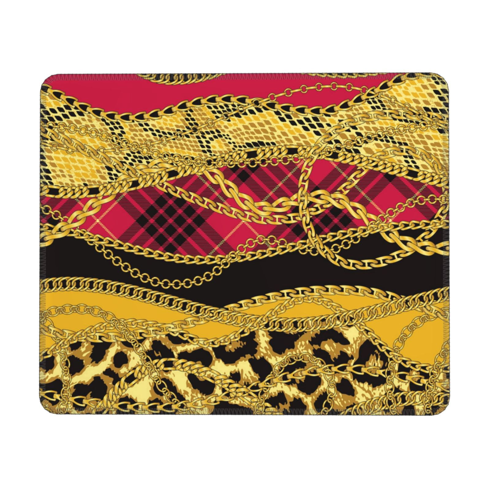 Gold Chains Leopard Snake Skin Scottish Tartan Mouse Pad Non-Slip ...