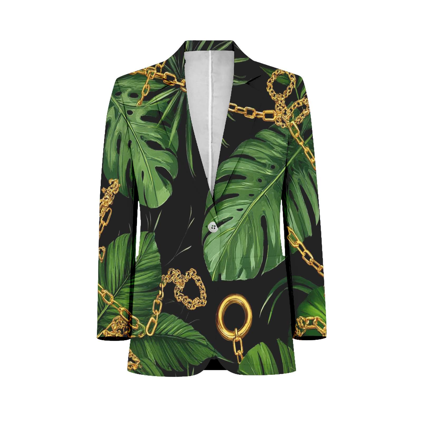 Gold Chains Lush Tropical Leaves Men's Suit Blazer Casual Party Wear ...