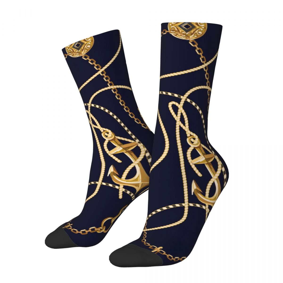 Gold Chains Socks Beads Print Gothic Stockings Autumn Non Skid Couple ...