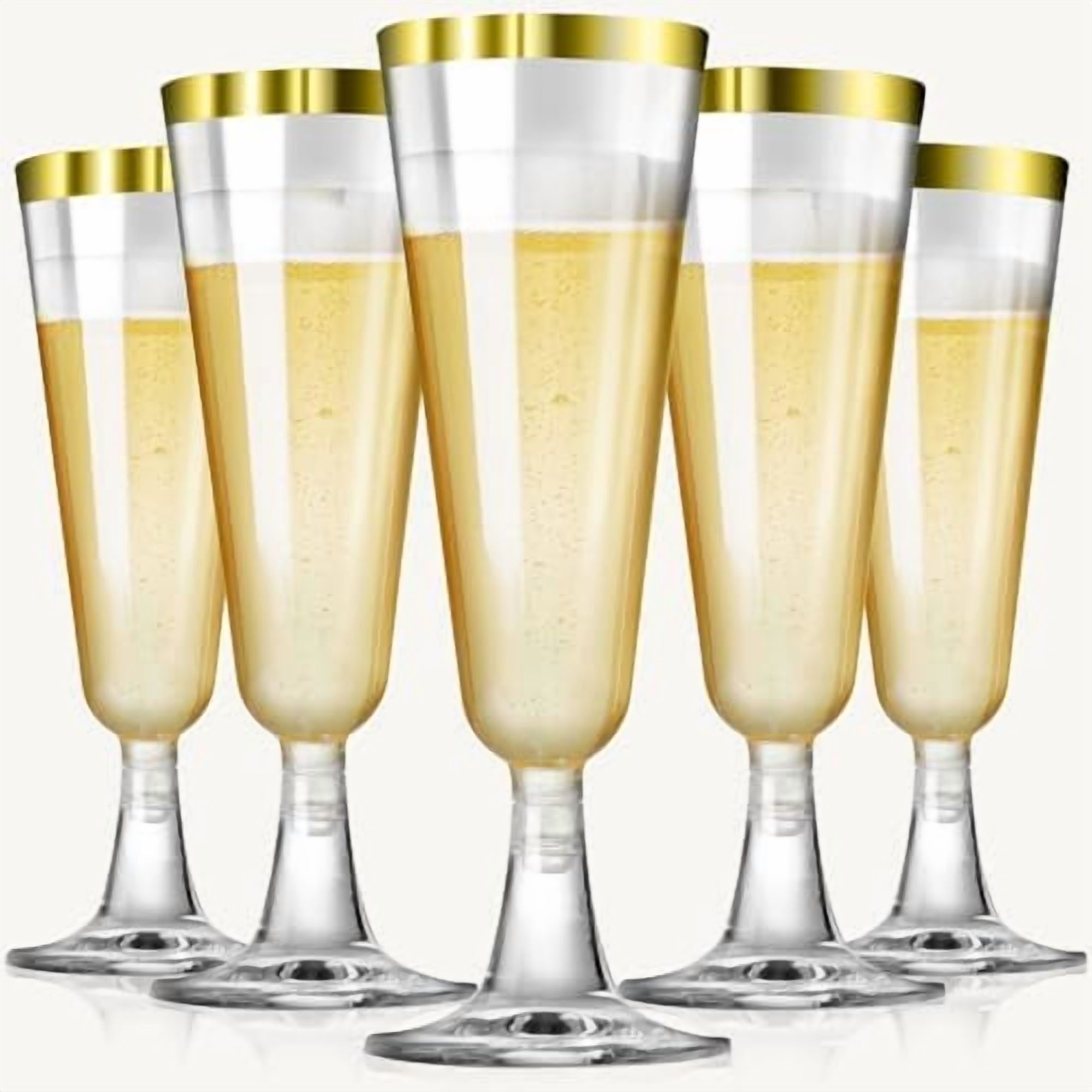 Gold Champagne Flutes Plastic Champagne Glasses Disposable 40 Pack 5 Oz ...