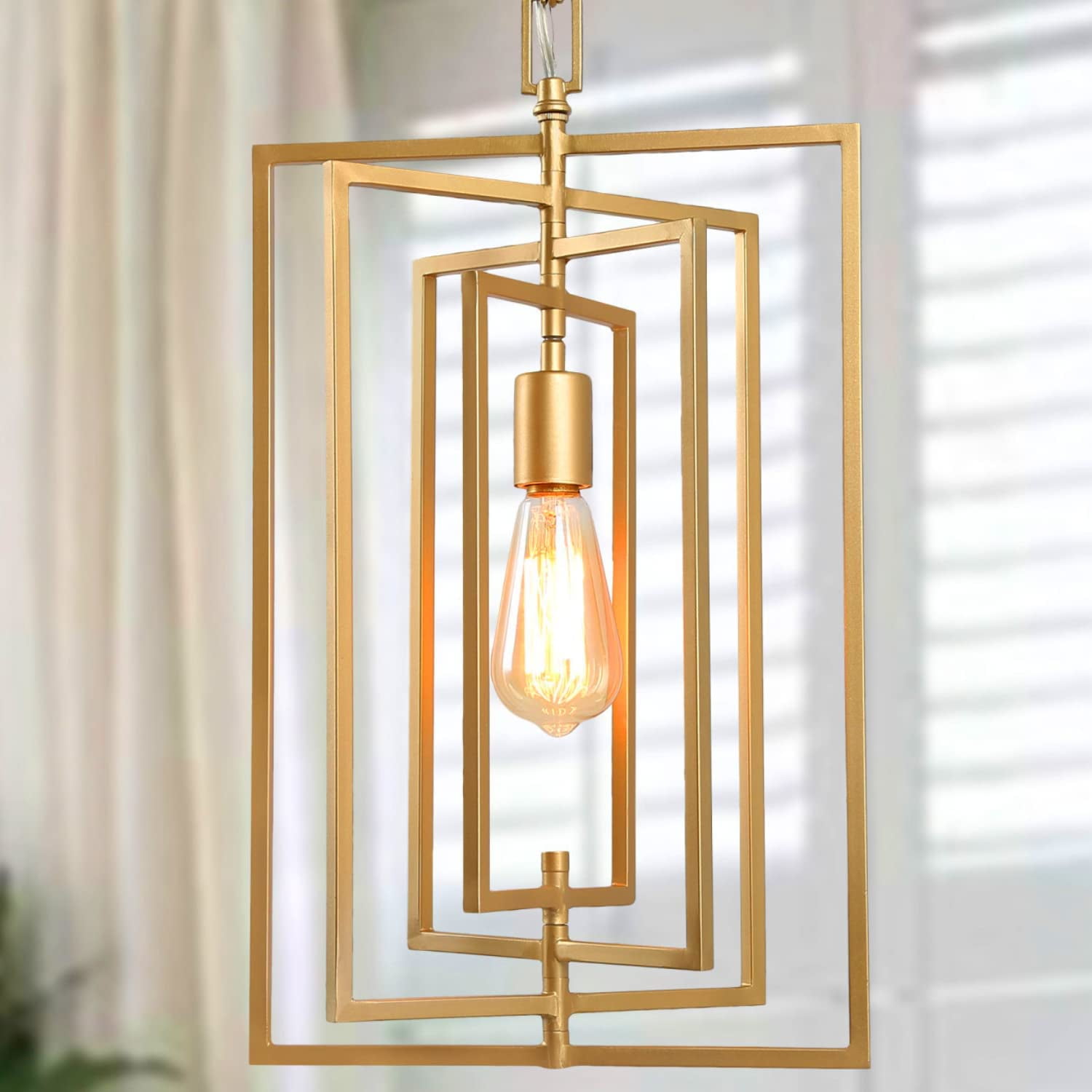 Gold Chandelier KSANA , Modern Gold Pendant Light Fixtures, Geometric ...