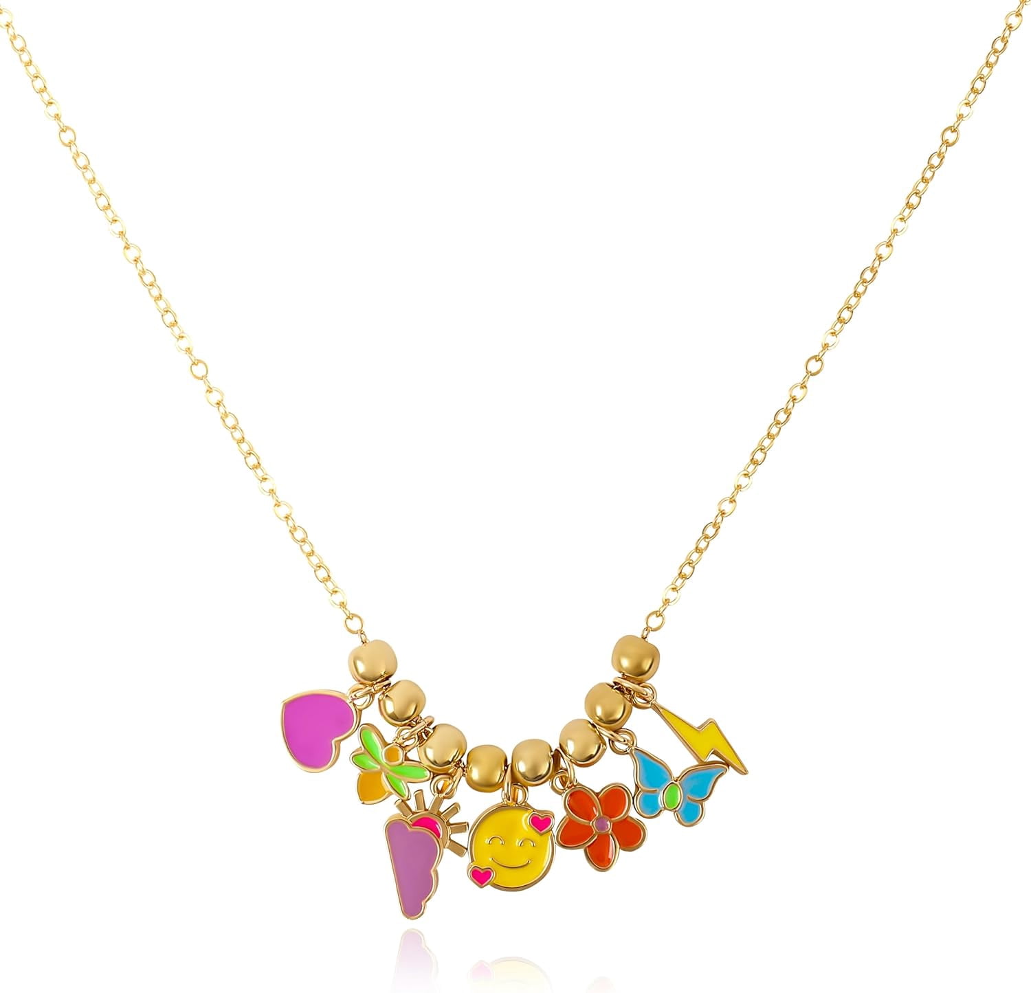 Gold Charm Necklace for Women Gold Plated Chain Pendant Necklace with ...