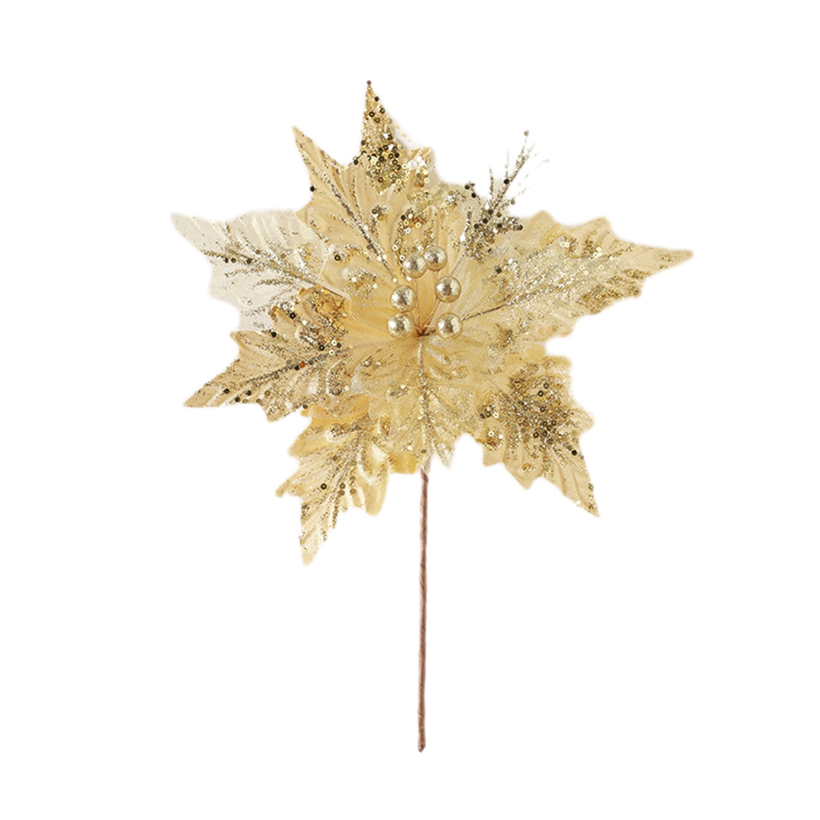 Gold Christmas Artificial Flowers Diy Decoration Velvet Full Powder ...