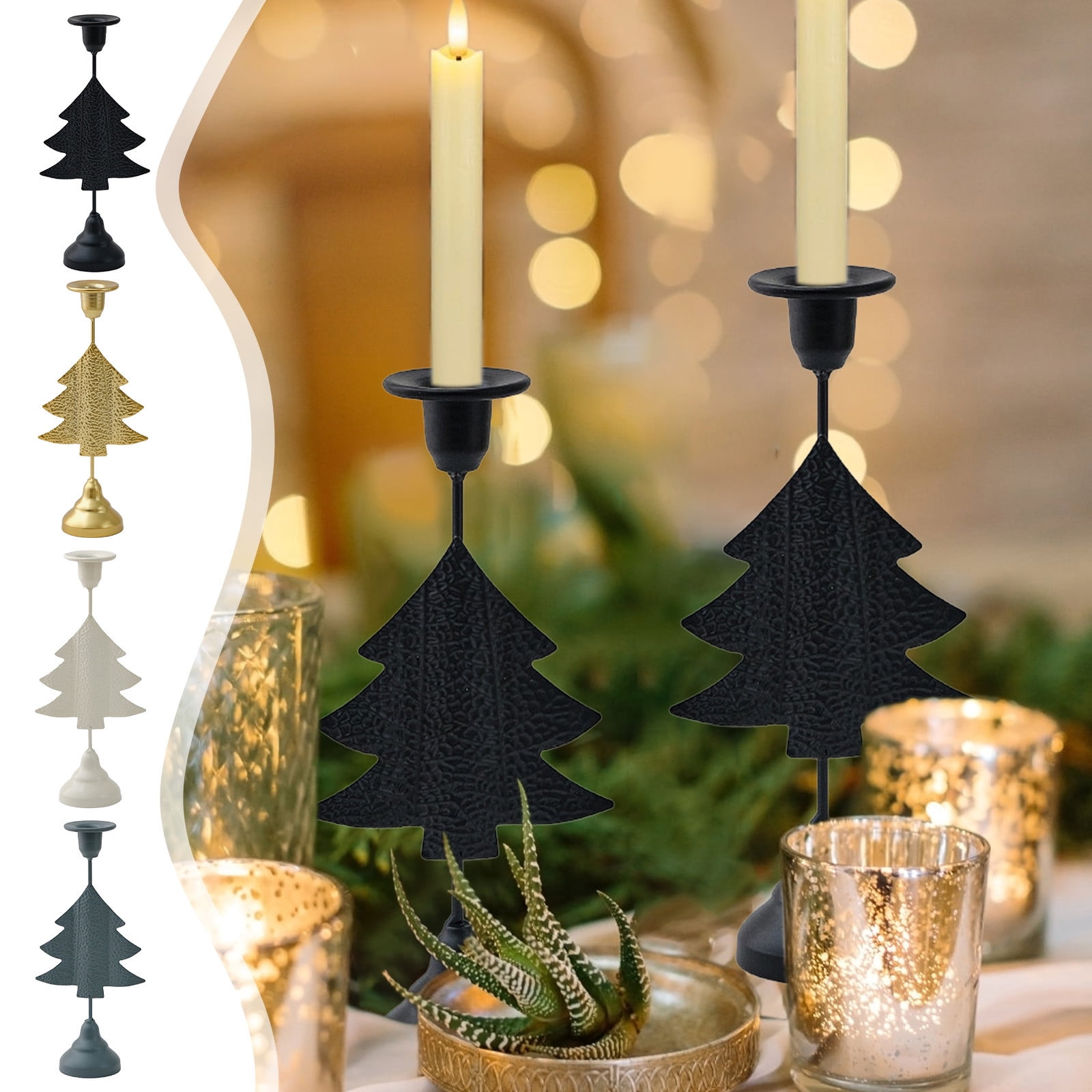 Christmas Clearance Gold Christmas Tree Candle Holders: Elegant 8.8 ...