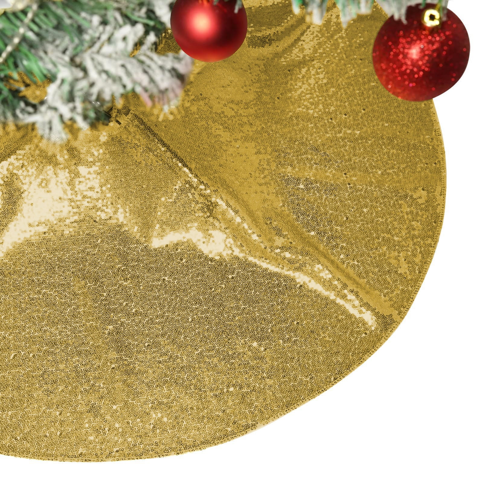 Gold Christmas Tree Skirt, CXALSSY 35 inches Round Christmas Tree Skirt ...