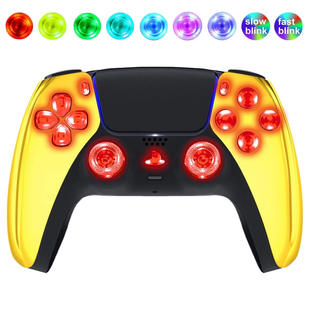 Gold Chrome Silent Modz LED Light Up Buttons Wireless Custom Controller for PS5 - Walmart.com