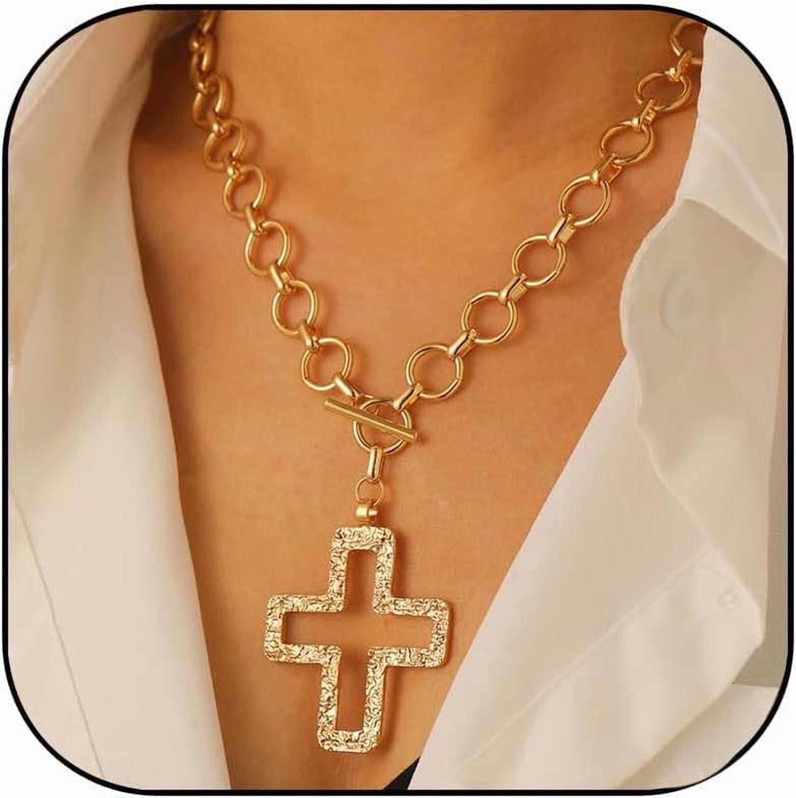 Gold Chunky Cross Necklace for Women Gold Statement Cross Pendant ...