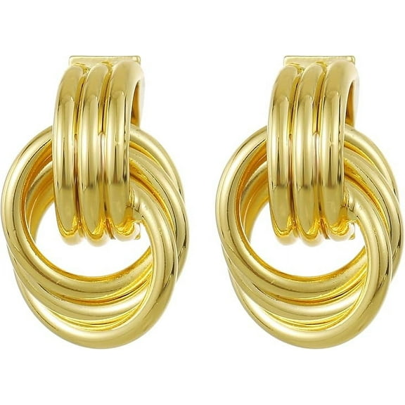 Comfortable Wear Loop Earrings 18K Gold Plated Titaniumed Steel Fashion ...
