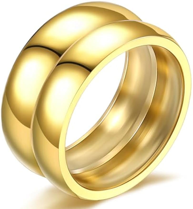 Gold Chunky Statement Stackable, Gold Chunky Rings for Women Men,14k Gold Plated Titanium Simple ...