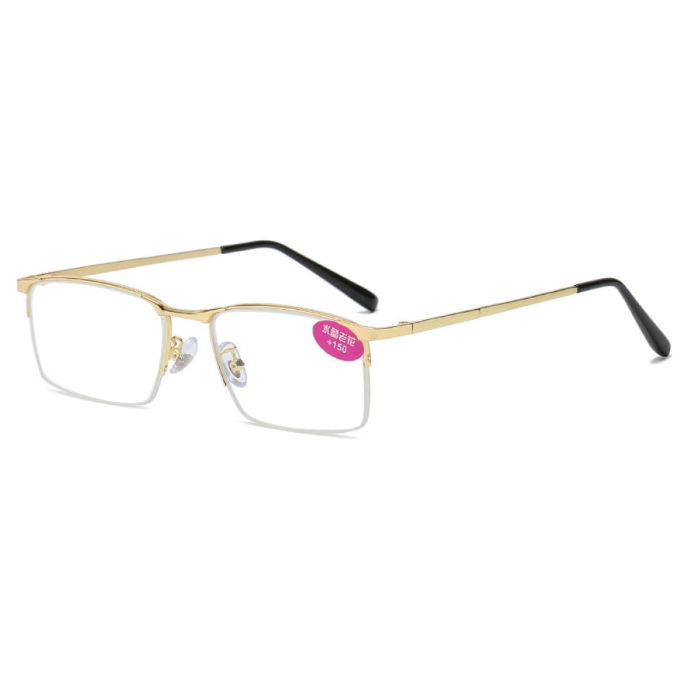 Gold Classic Half Rimless Reading Glasses Rectangle Business Readers ...
