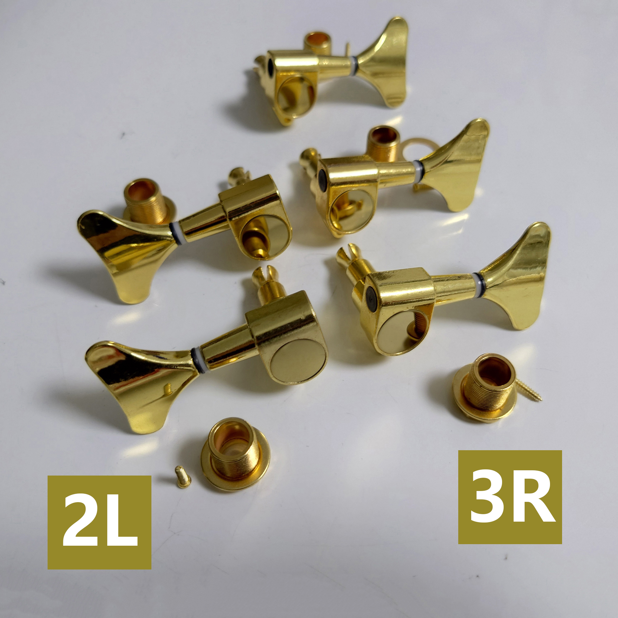 Gold Closed Electric Bass Tuning Pegs Left & Right Tuners Set for 2L 3R ...