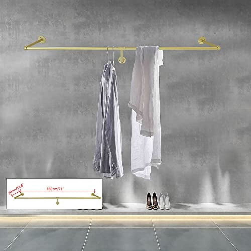 Gold Clothes Rack Wall Clothing Rrack Industrial Pipe Clothes Racks ...