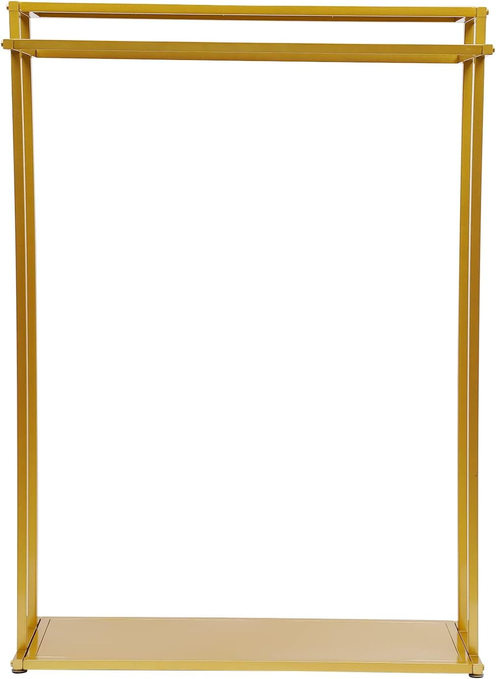 Gold Clothing Hanging Clothes Rack with 2 Storage Shelves Floor Garment ...