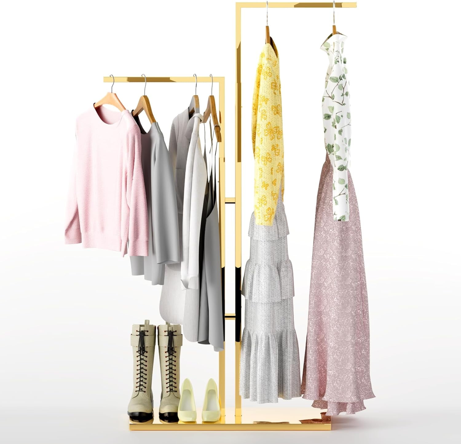 Gold Clothing Rack - Adjustable Double Arm 43-67in Garment Racks for ...