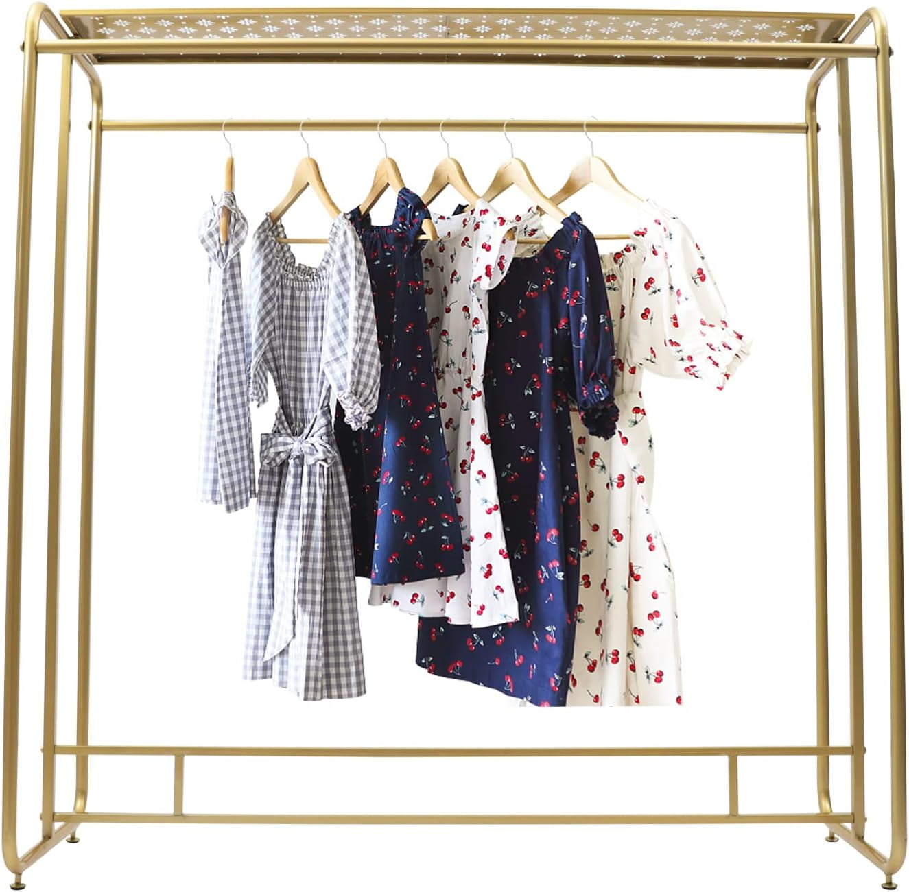 Gold Clothing Rack Heavy Duty, Metal Garment Rack with Top Shelf, Dual ...