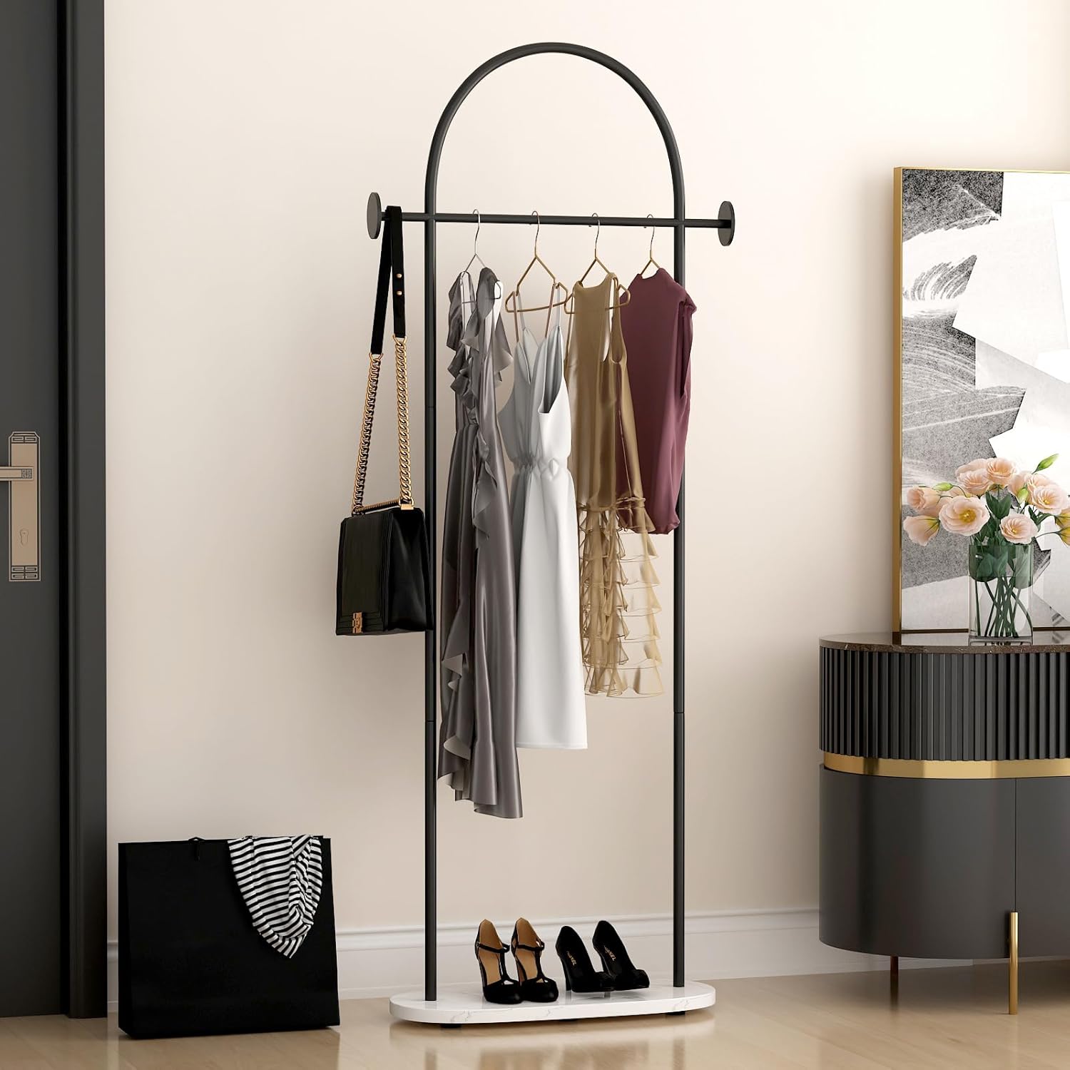 Gold Clothing Rack Modern Clos Rack with Shelf Heavy Duty Freestanding ...