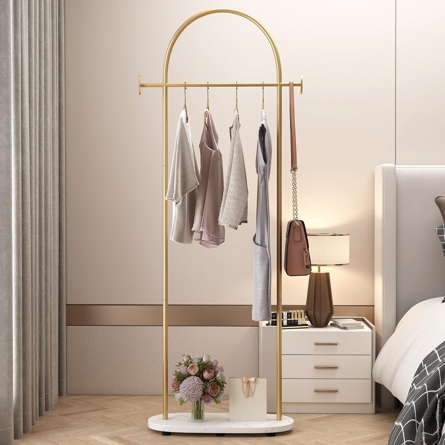 Gold Clothing Rack, Modern Clothes Rack with Shelf, Heavy Duty ...