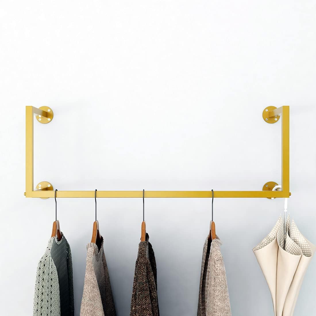 Gold Clothing Rack,Wall-Mounted Clothes Rack,Modern Clothes Hanging Bar ...