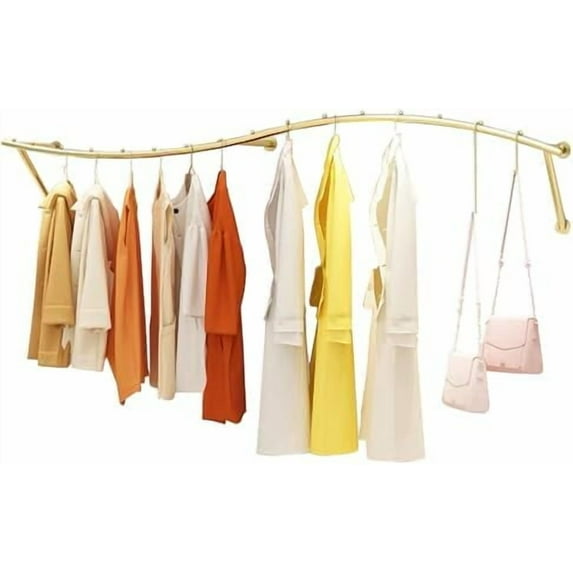 Gold Clothing Rack for Boutiques, Wall Mounted Retail Display Garment ...