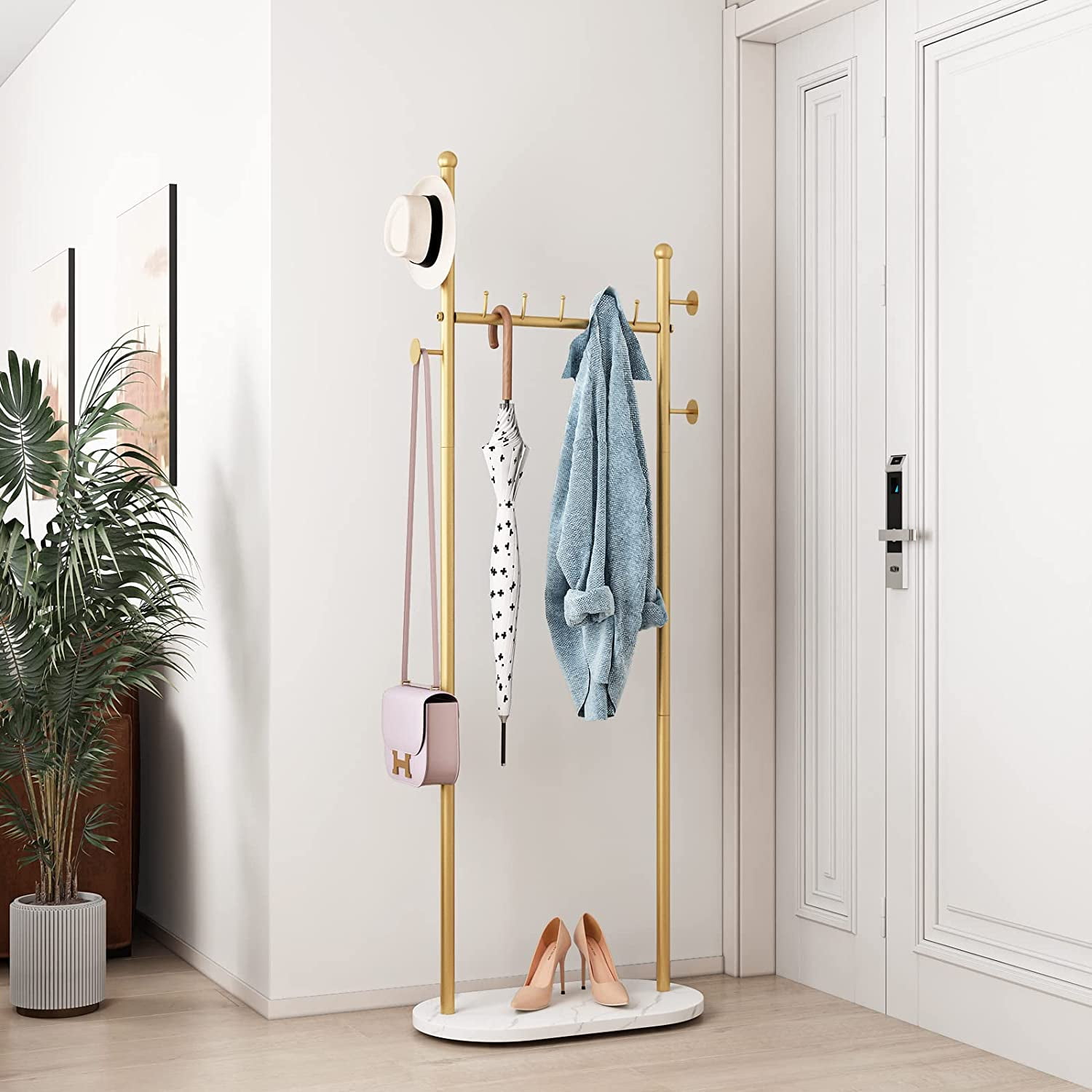 Gold Clothing Racks with Marble Base Modern Gold Coat Racks ...