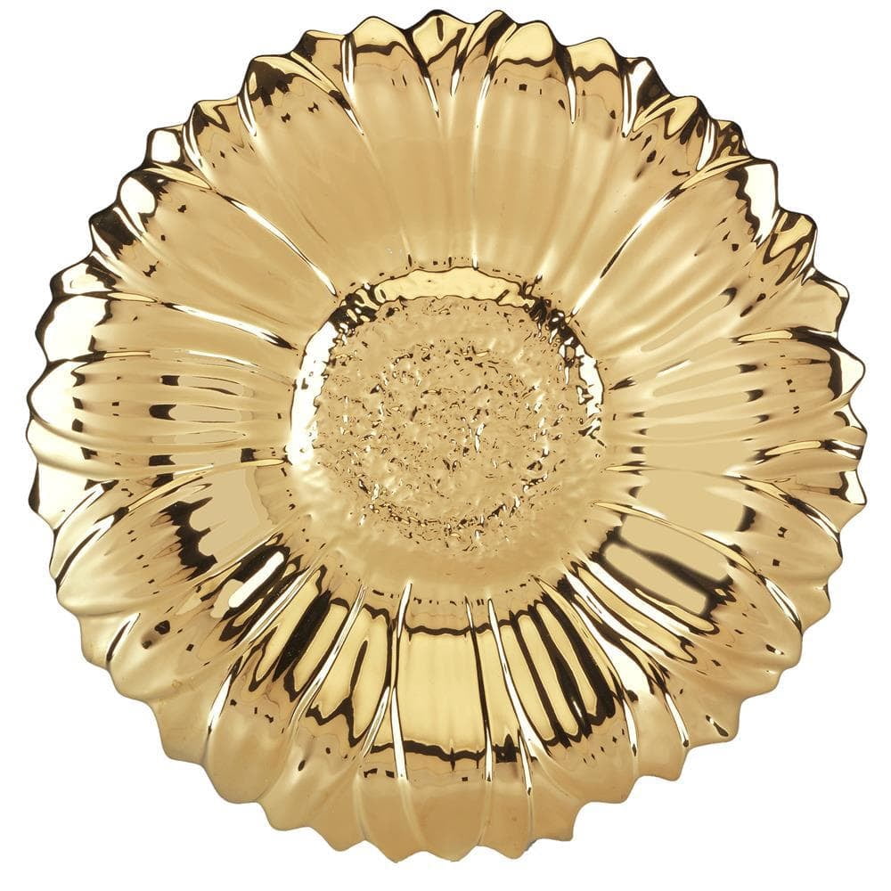 Gold Coast 17 in. Gold Porcelain Round 3-D Sunflower Platter - Walmart.com