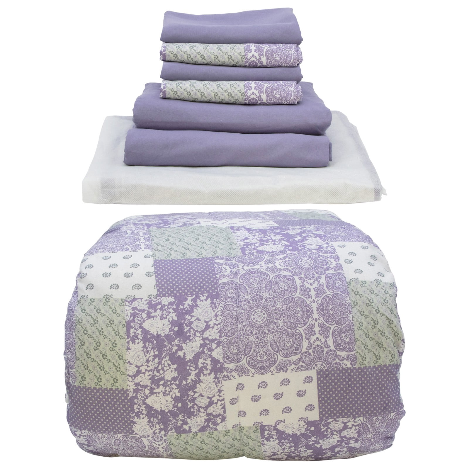 Gold Coast 8 pc Bed in a Bag Wesley Ann Purple Patchwork Comforter Set ...