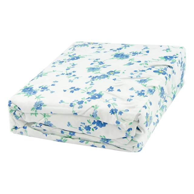 Gold Coast Full Size Floral Patterned Blue Ruffled Sheet Set - Walmart.com