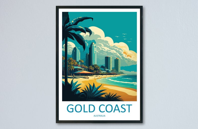 Gold Coast Travel Print - Scenic Australian Wall Art for Beach Lovers ...