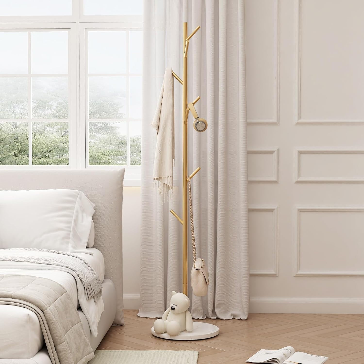 Gold Coat Rack Freestanding, Metal Coat Tree with Marble Base, Coat ...