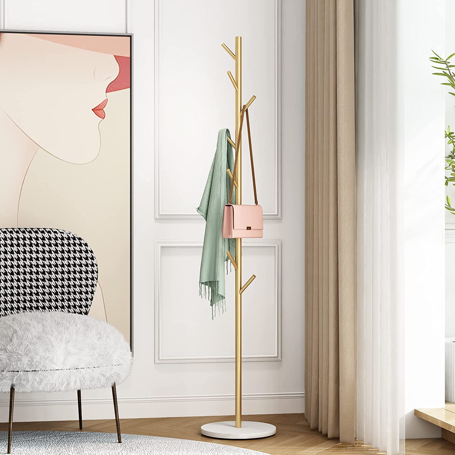 Gold Coat Racks, Metal Coat Rack Freestanding with Hooks, Entryway Coat ...