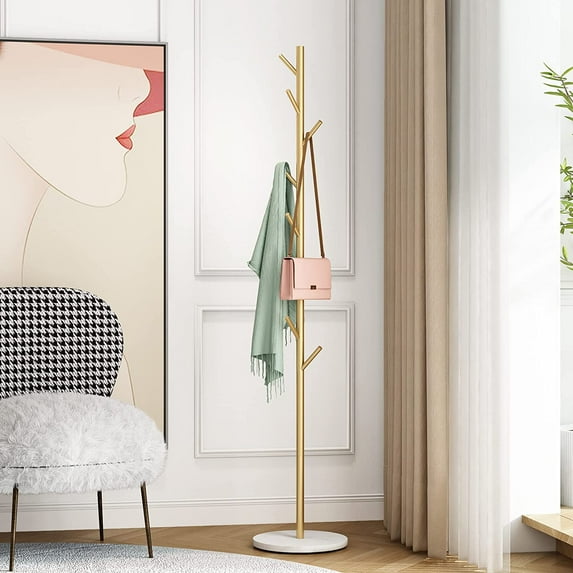 Gold Coat Racks, Metal Coat Rack Freestanding with Hooks, Entryway Coat ...