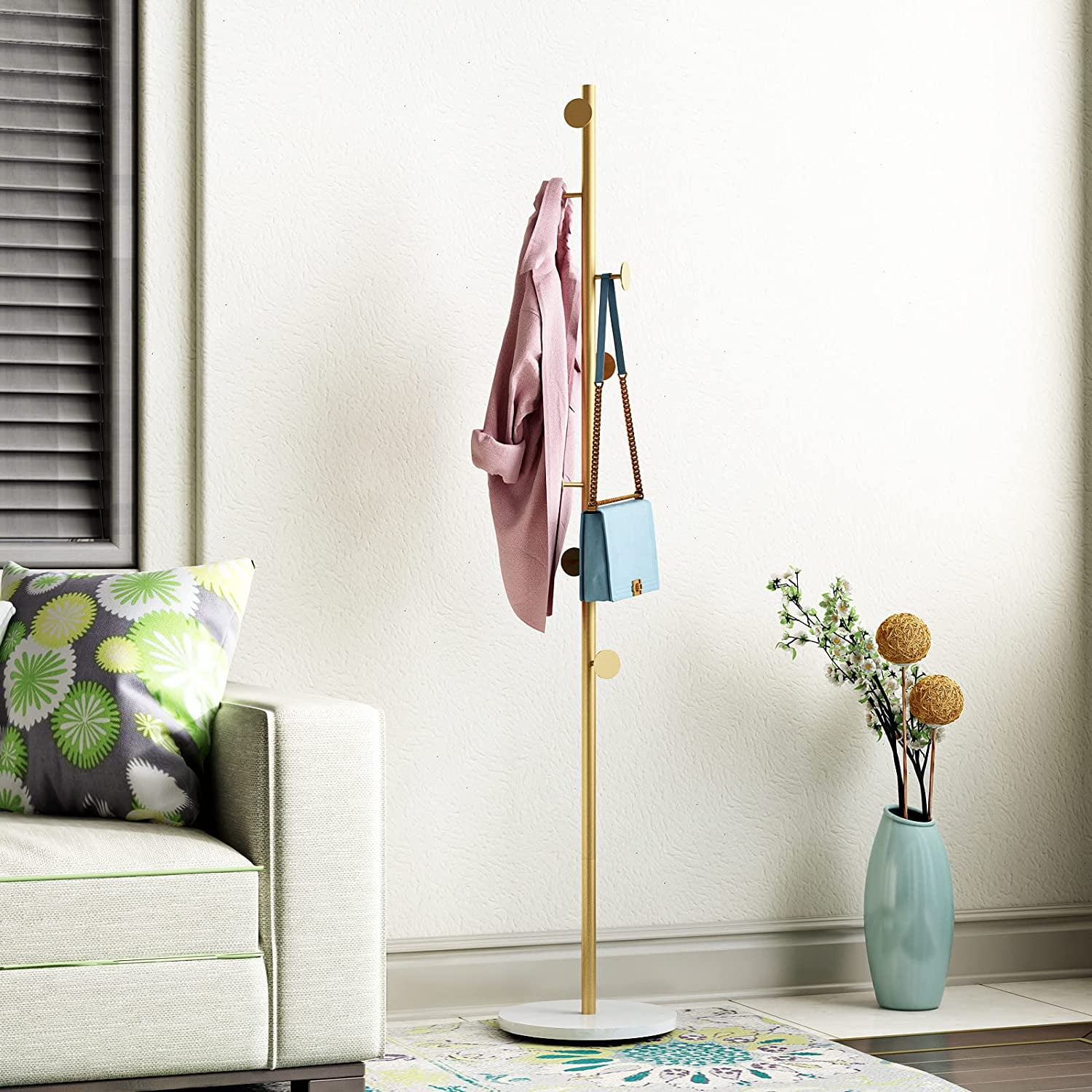 Gold Coat Racks, Metal Coat Rack Freestanding with Hooks, Entryway Coat ...