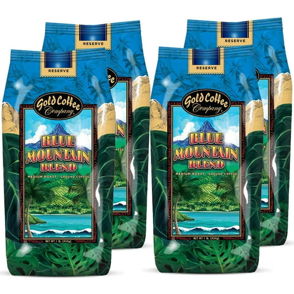 Gold Coffee Company Blue Mountain Blend Ground Roasted Coffee, 1lb (Pack of 4) - Walmart.com
