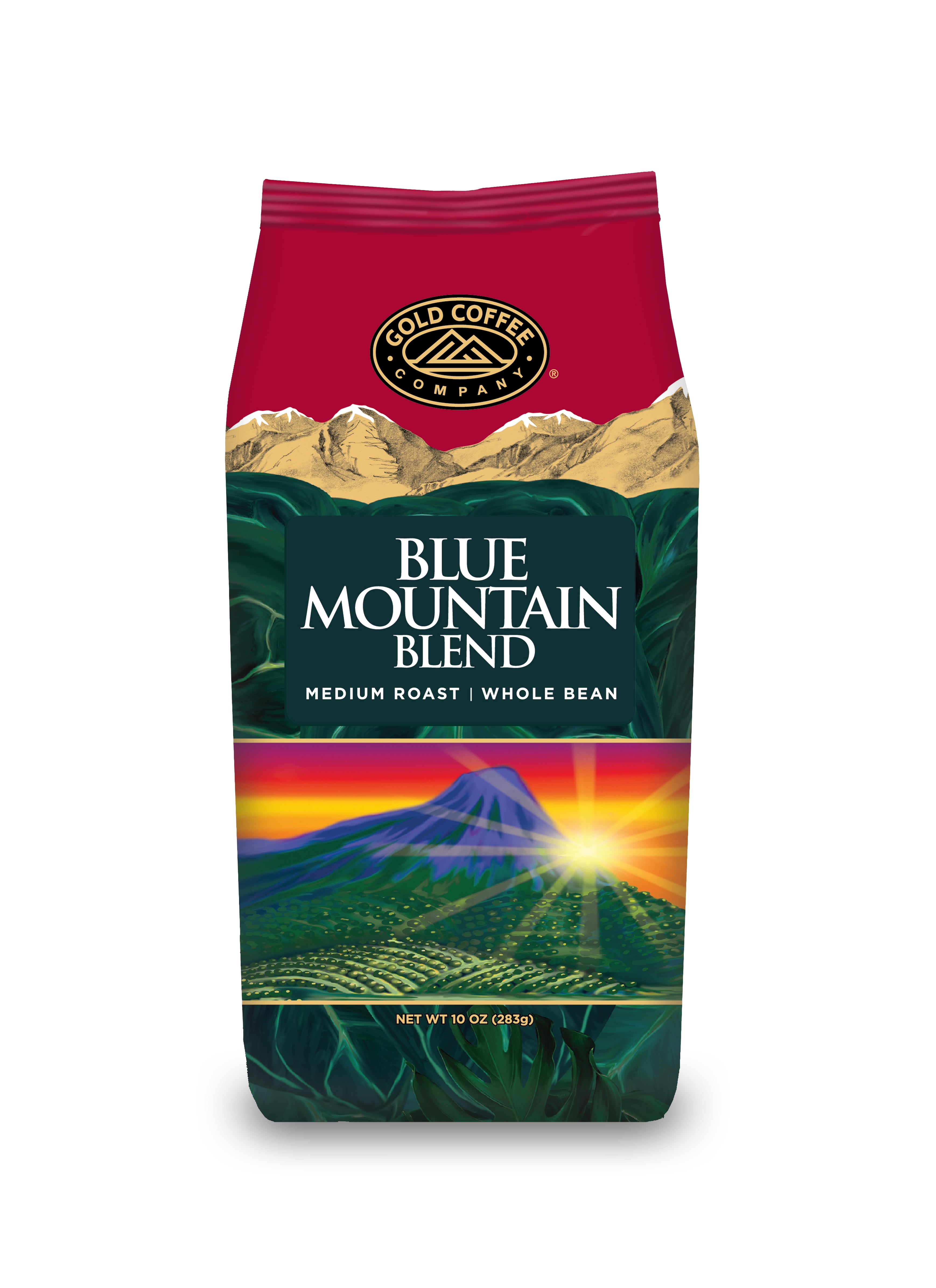 Gold Coffee Company Blue Mountain Blend Whole Bean Roasted Coffee, 10oz (Pack of 6) - Walmart.com